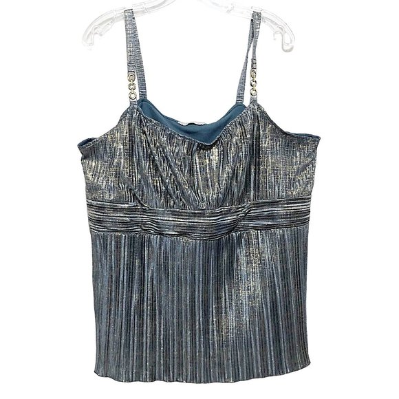 Penningtons | Tops | Penningtons Teal Blue Gold Metallic Accordion ...